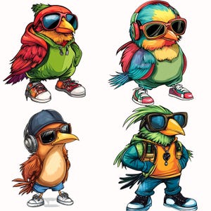 Colorful Hip Hop Bird Clipart, Cool Urban Rapper Bird PNG, Funky ...