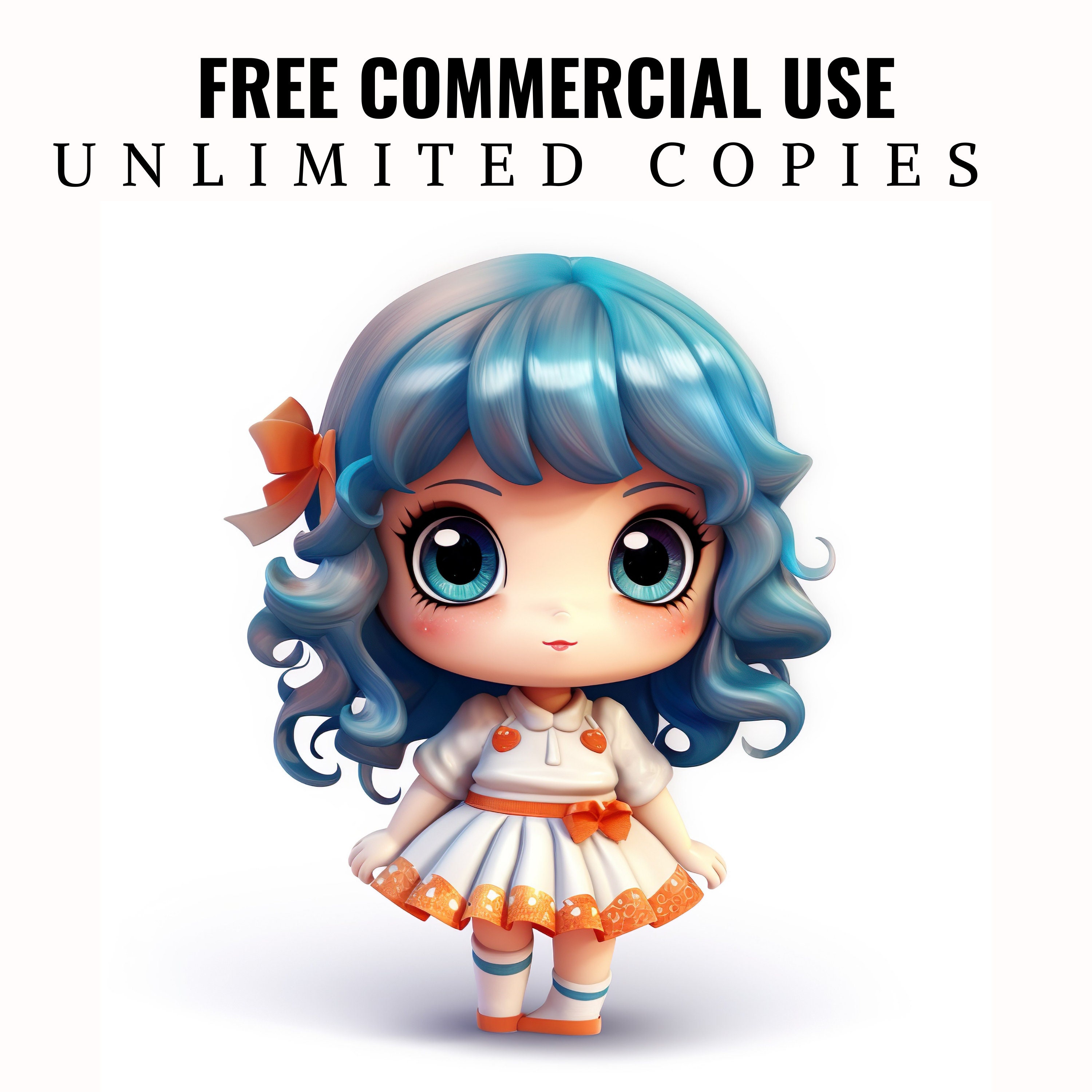 Cute Chibi Dolls Clipart, Sweet Tiny Toons Illustration PNG, Adorable ...