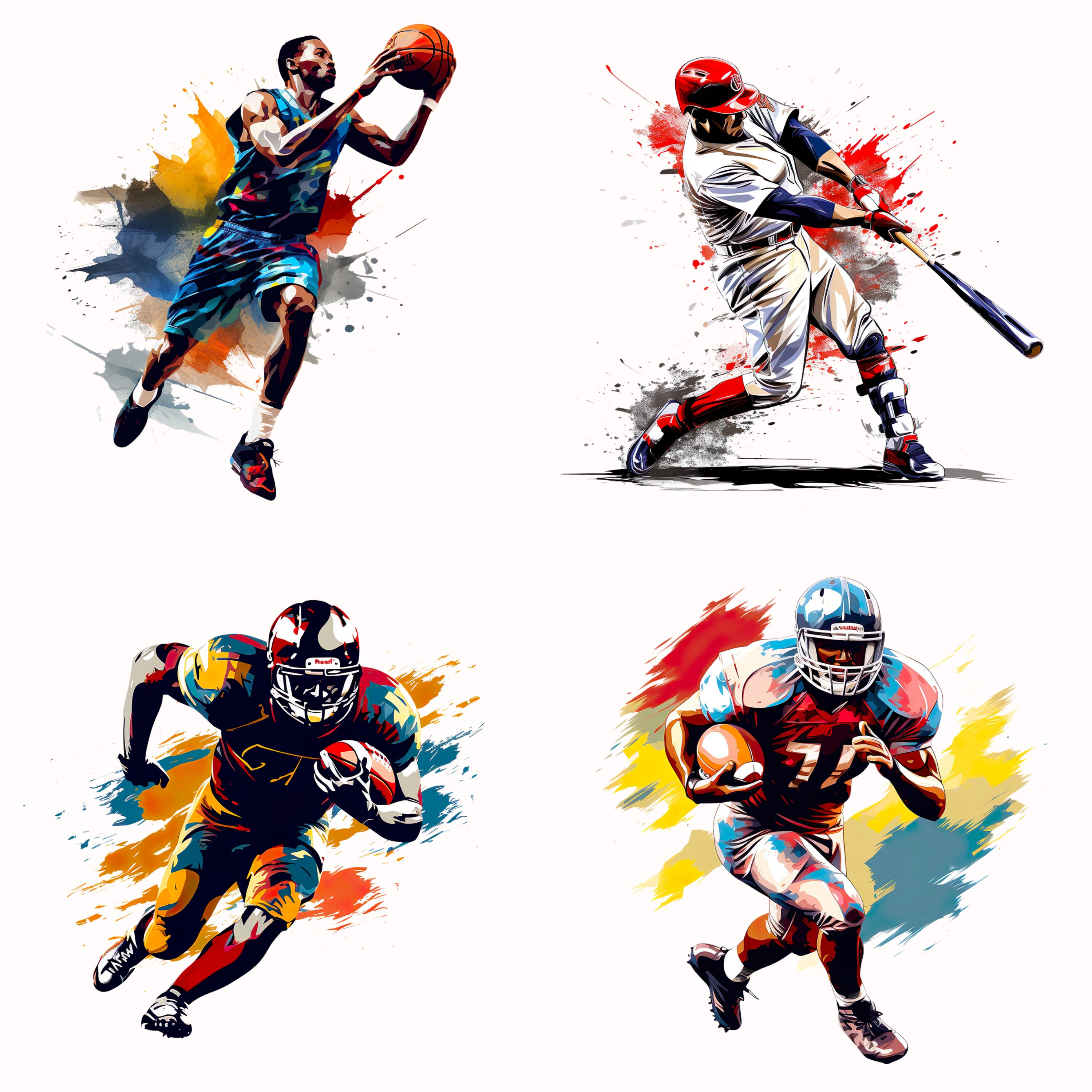 Nice Sport Icons Clip Art, Watercolor Athletic Icons Illustration PNG ...
