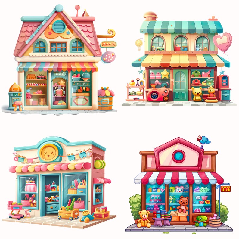Watercolor Toy Store Clipart, Kids Shop Illustration (PNG) - Etsy