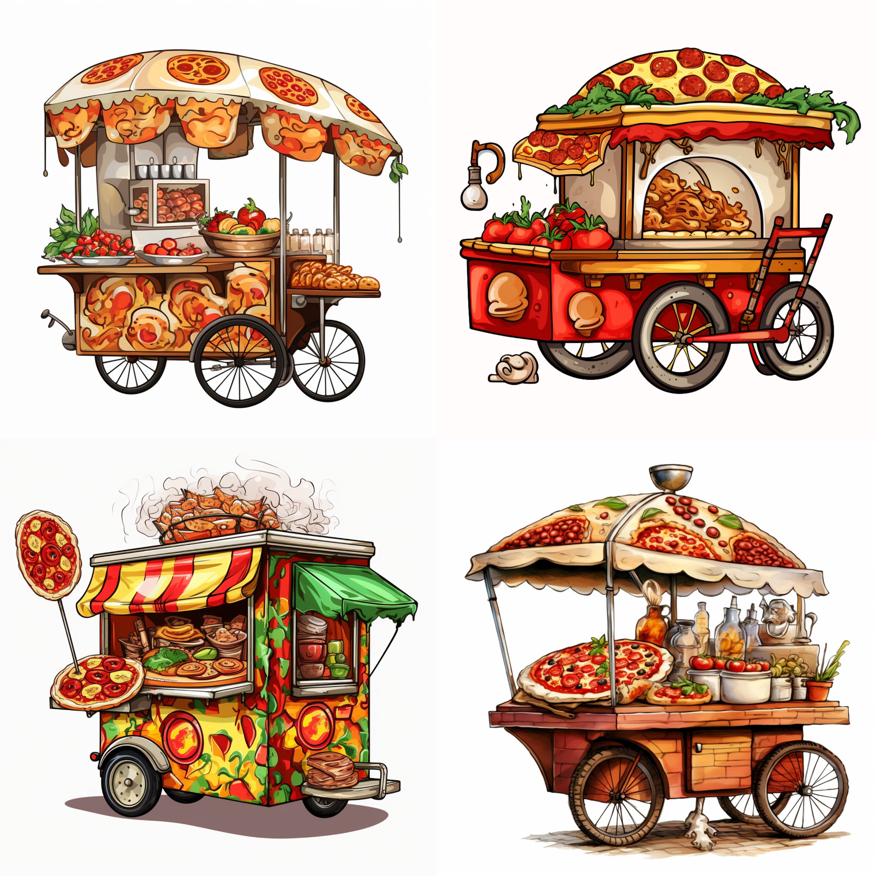 Good Pizza Shop Clip Art, Watercolor Crunchy Pizza Illustration PNG ...