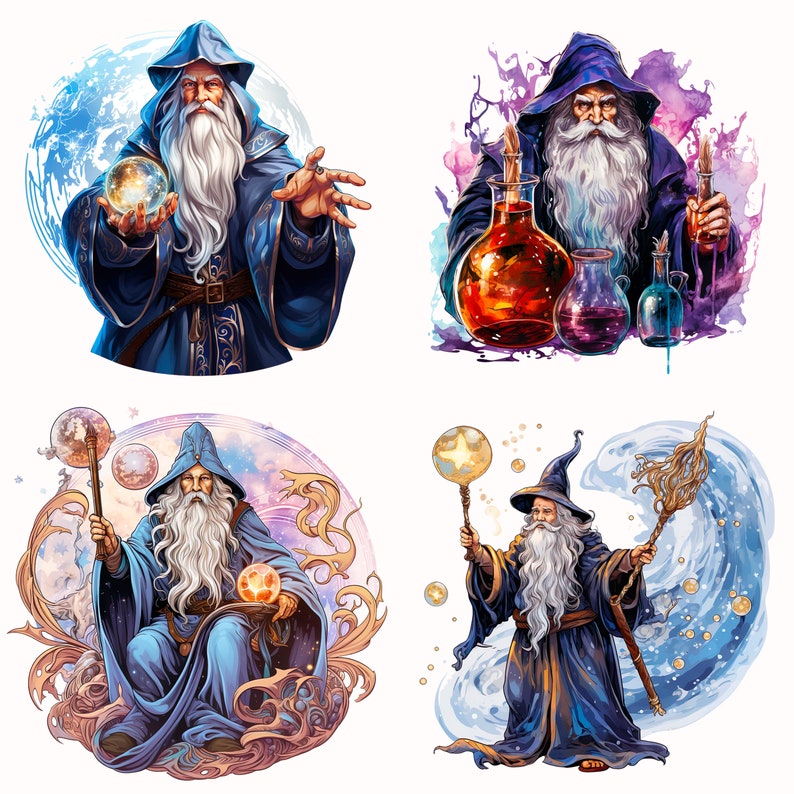 Magic Wizard PNG Clip Art, Funny Sorcerer Illustration PNG, Fantastic ...