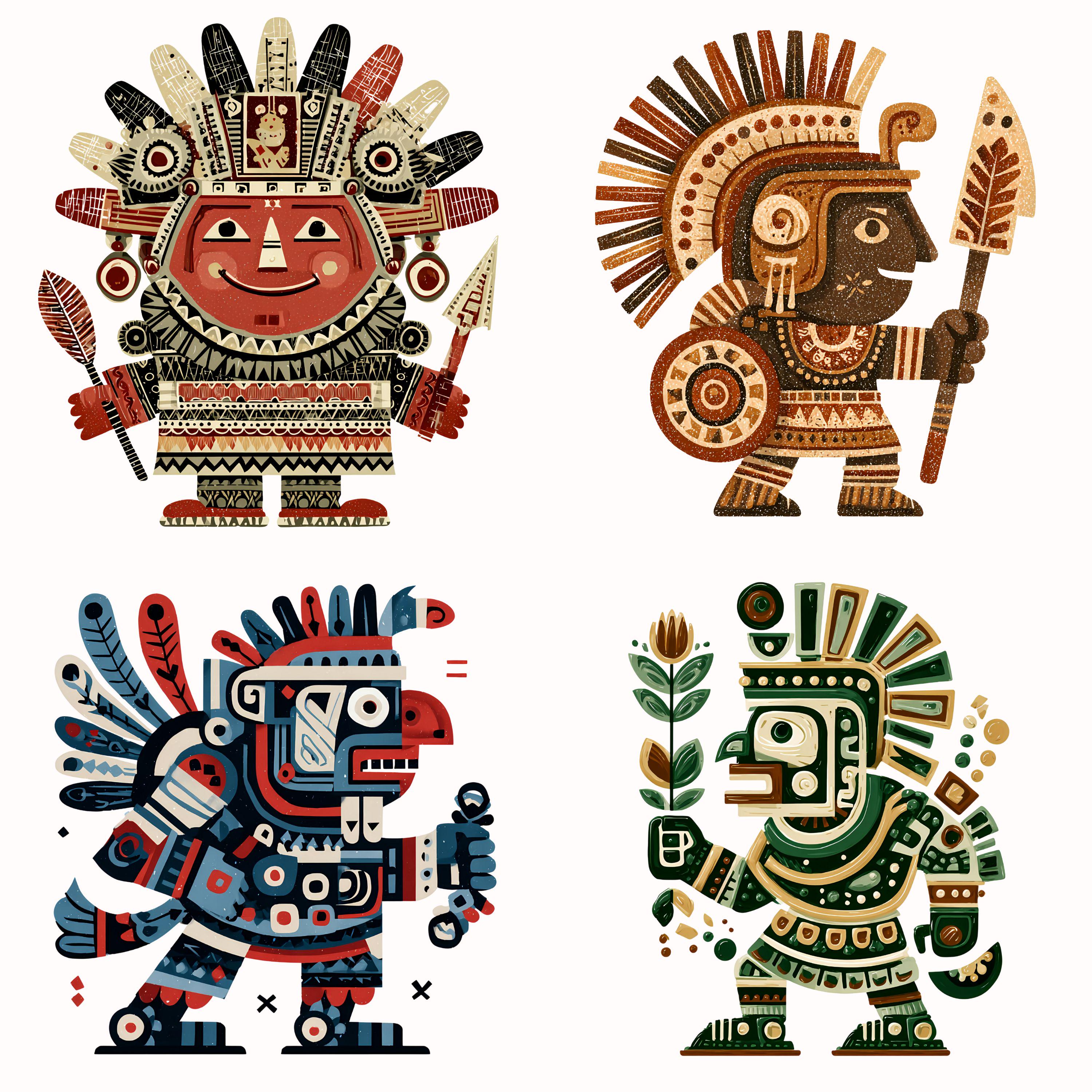 Inca Maya Aztec Clip Art: Watercolor Mythology Illustrations (PNG ...