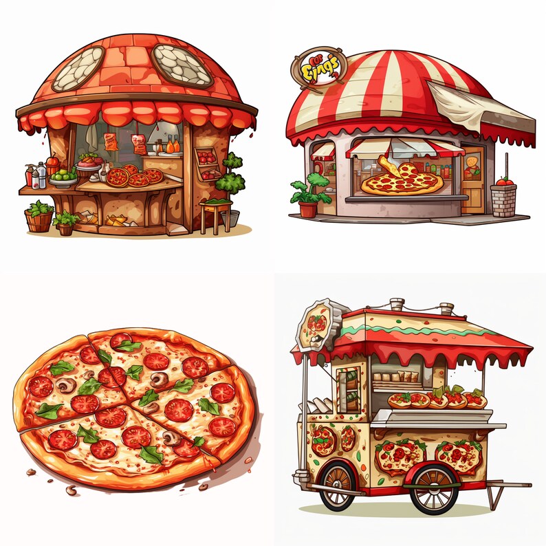 Good Pizza Shop Clip Art, Watercolor Crunchy Pizza Illustration PNG ...