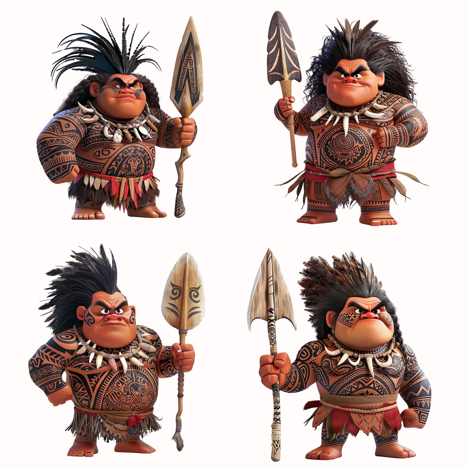 Legendary Maori Clip Art, Watercolor Joyful Tattooed Warriors ...