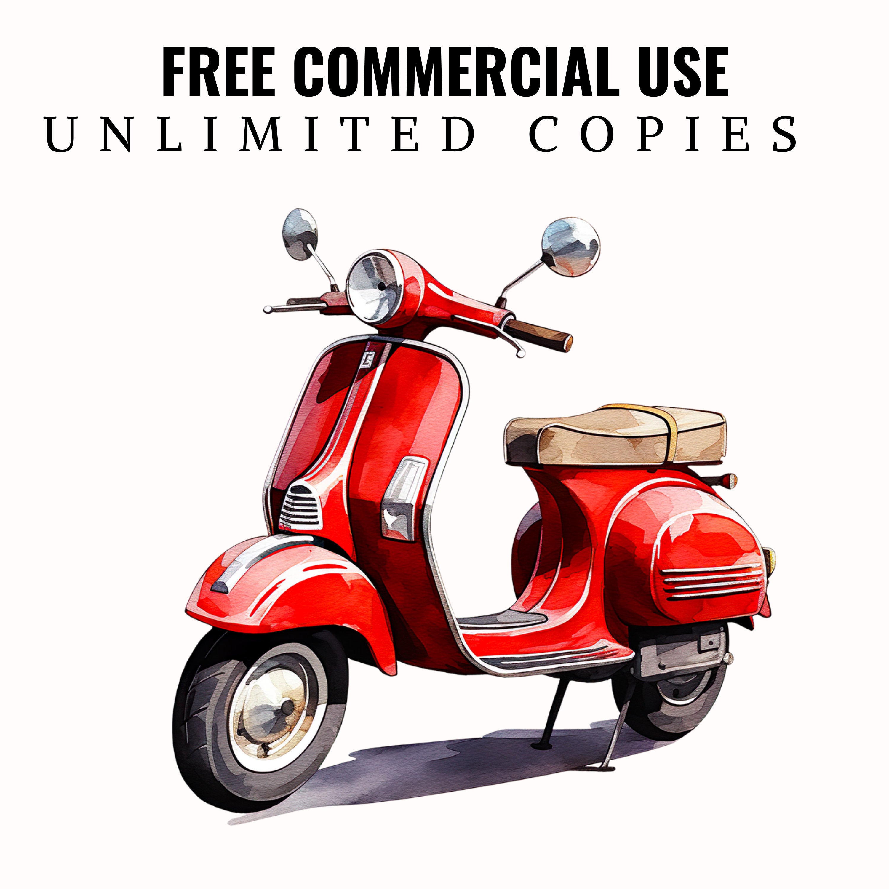Vintage Scooter Clip Art: Italian Moped Illustration (PNG) - Etsy