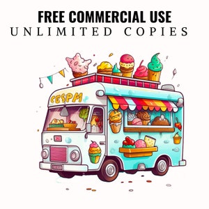 Cute Food Truck Clip Art, Quirky Food Van Illustration PNG, Happy Meal ...