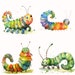 Watercolor Caterpillar Clip Art: Funny Bug Illustrations (PNG Digital ...