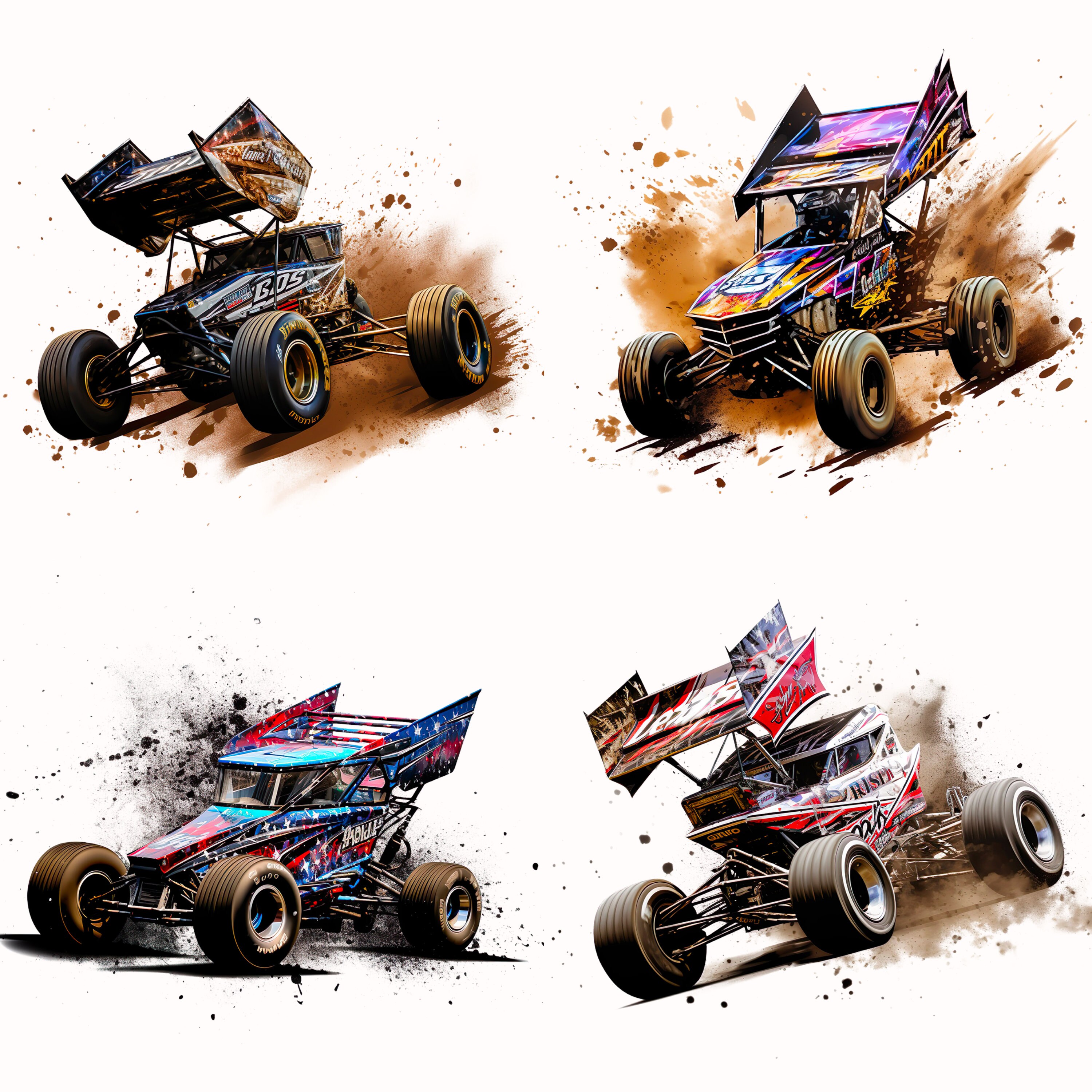Sprint Cars Race Clip Art, Watercolor Outlaws Race, All-terrain 4X4 ...