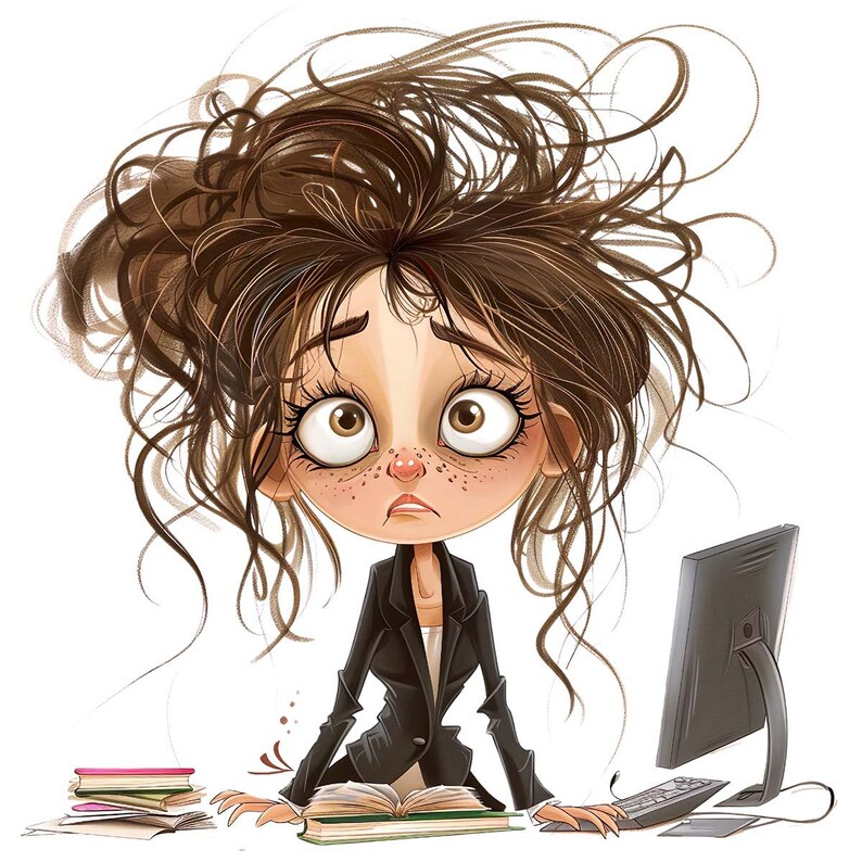Frazzled Girl Watercolor Clipart: Weary Woman PNG (digital Download) - Etsy