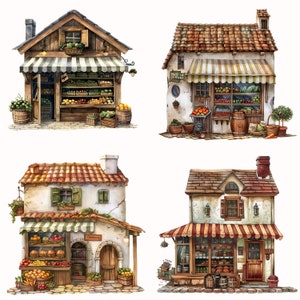 Watercolor Grocery Store Clipart: Mini Market Illustration (PNG Digital ...