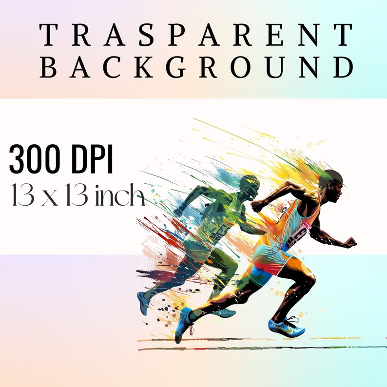 Watercolor Track and Field Clip Art: Running Athletes PNG (digital ...