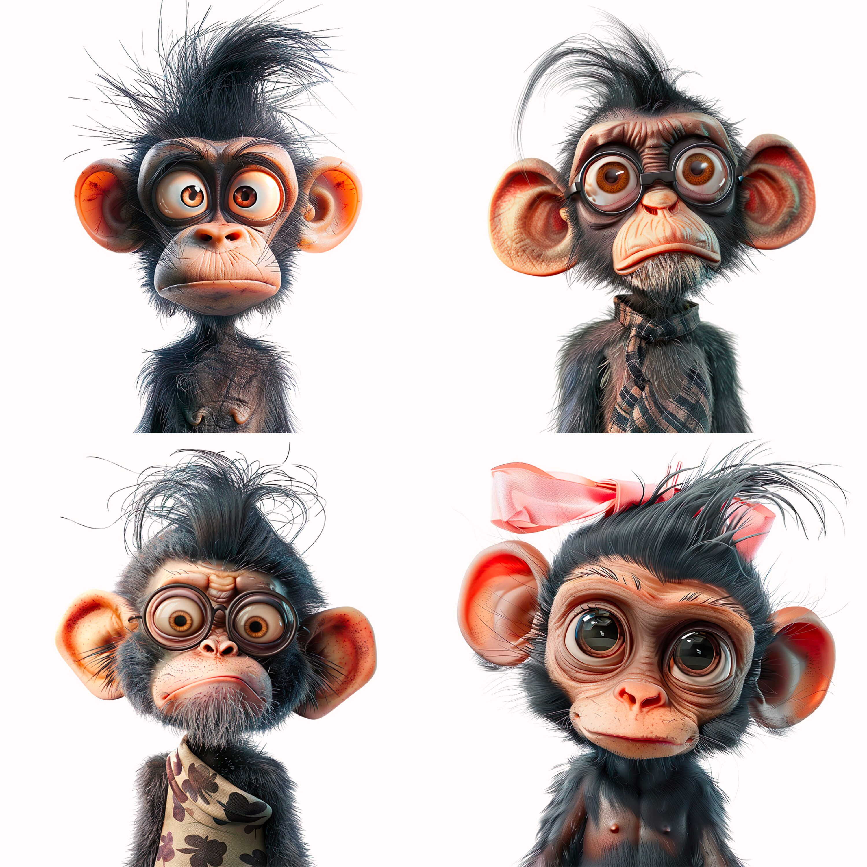 Crazy Monkey Portrait Clip Art, Watercolor Eccentric Monkey Face Illustration PNG, Quirky ...