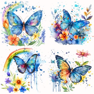 Cute Watercolor Butterfly Clip Art, Amusing Splash Water Color ...