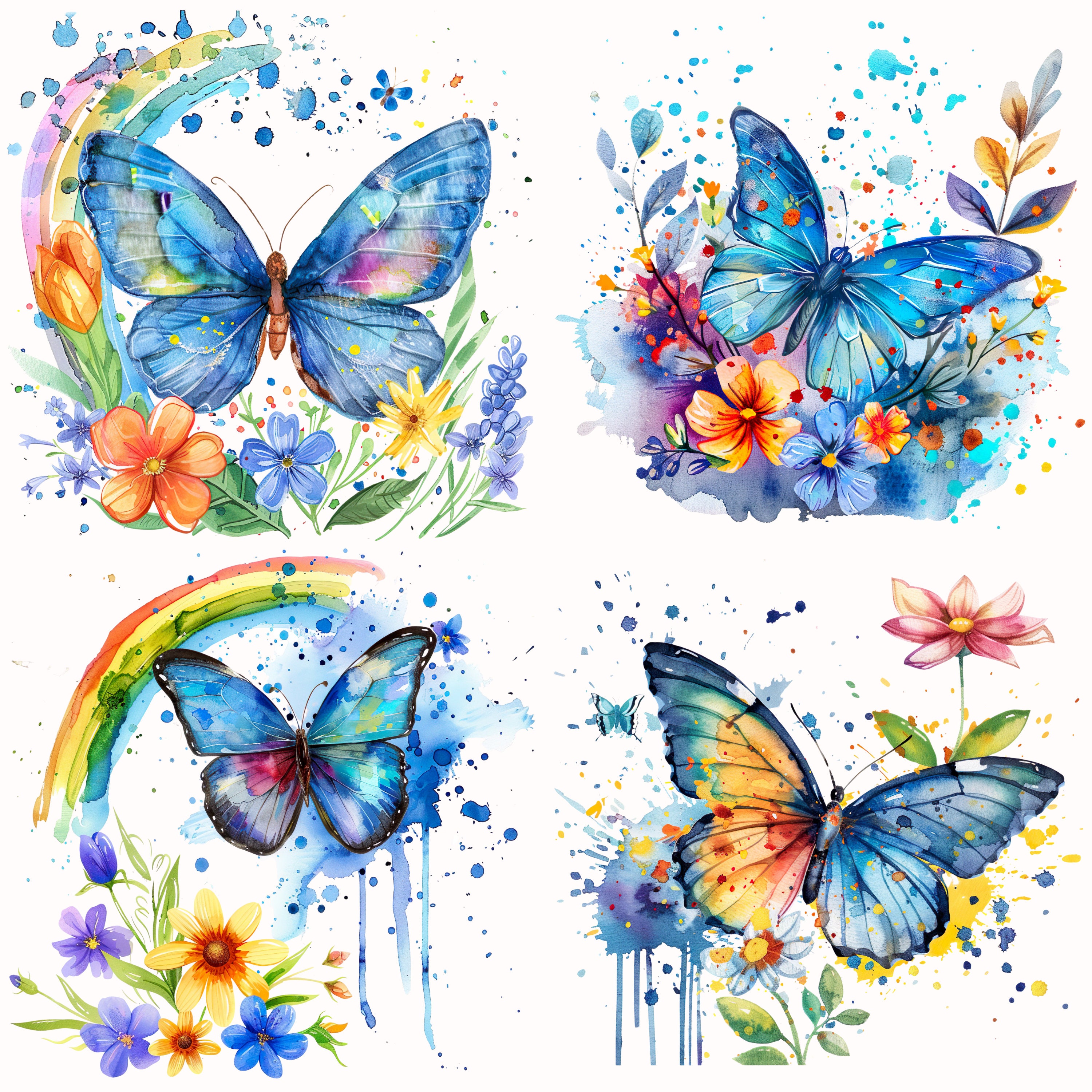 Cute Watercolor Butterfly Clip Art, Amusing Splash Water Color ...