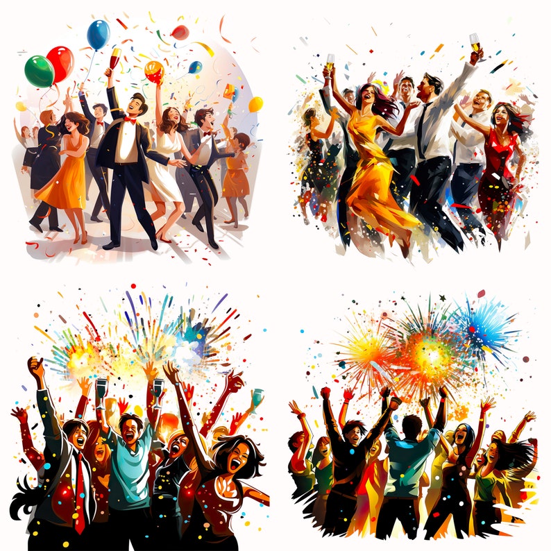 Happy Party Clip Art, Funny Friends Partying Illustration PNG, Cool ...
