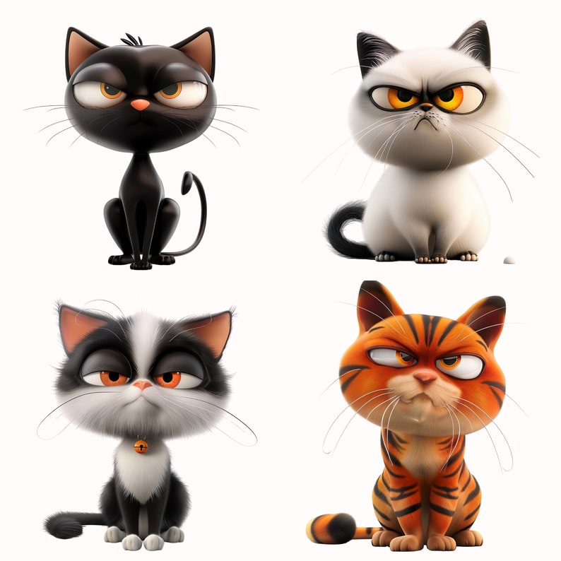 Imágenes prediseñadas de gato 3D peculiares, Ilustración de gatito 3D ...