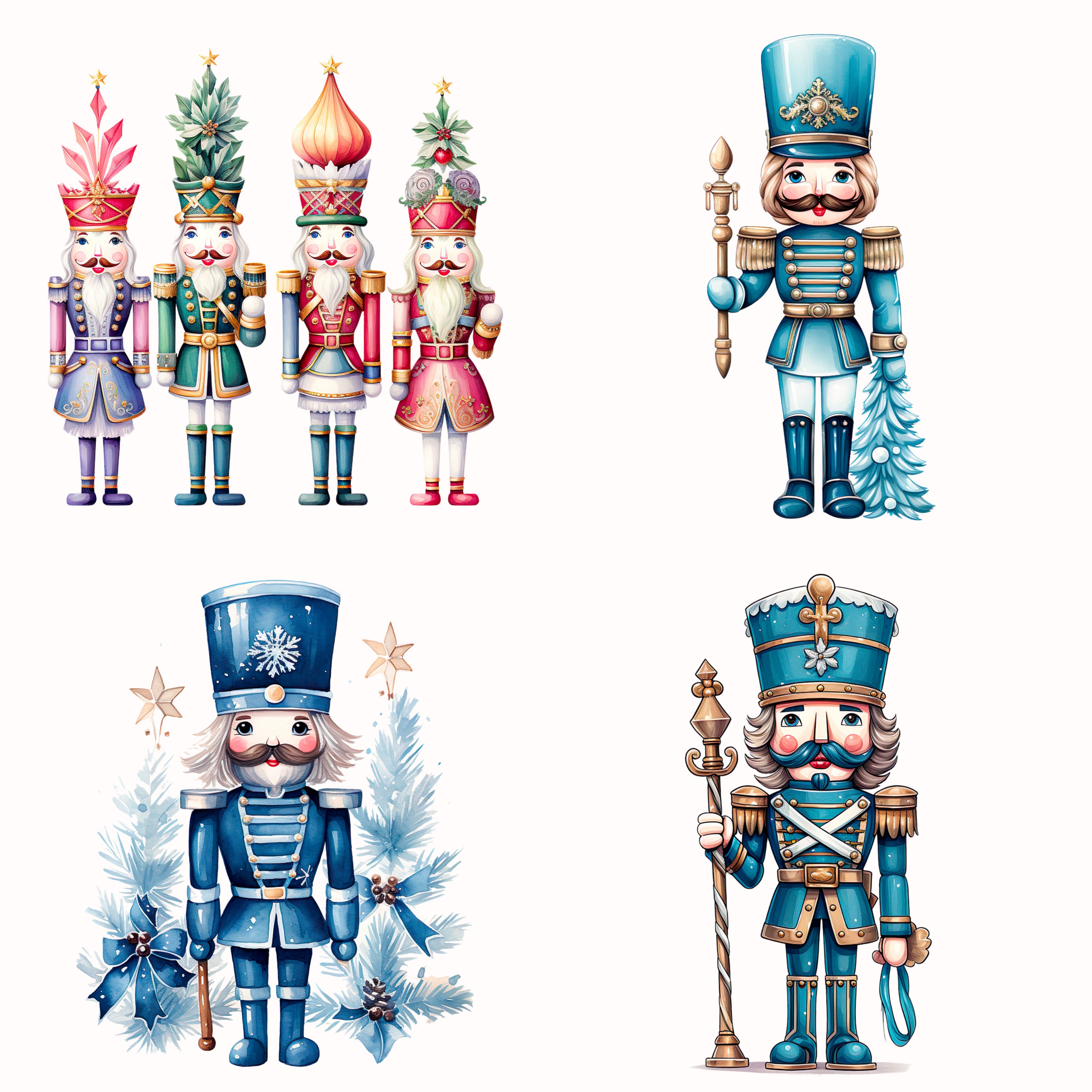 Christmas Nutcrackers Clip Art, Nice Watercolor Christmas Nutcrackers ...