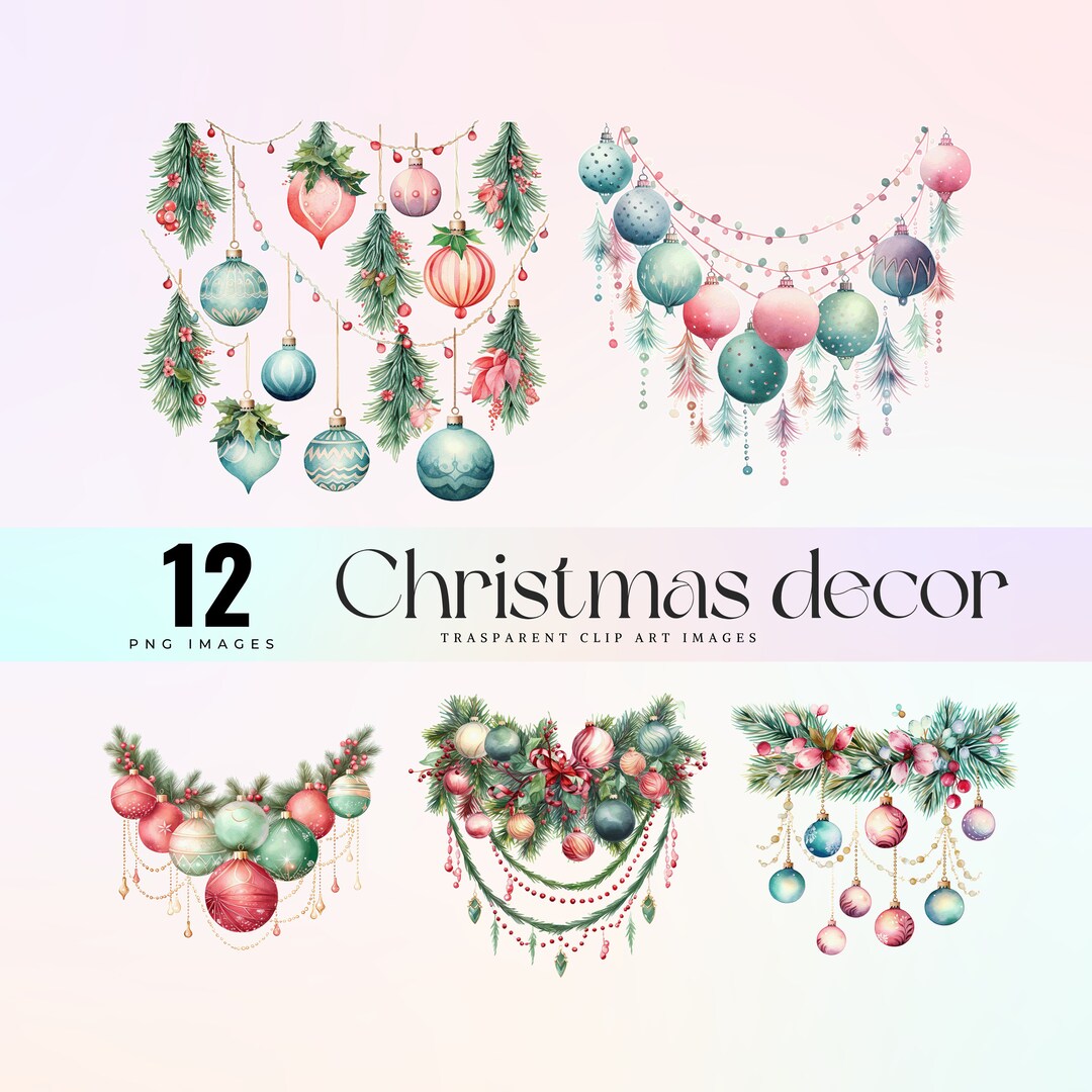 Christmas Festoons Decor Clip Art, Cute Festive Decor PNG, Seasonal ...