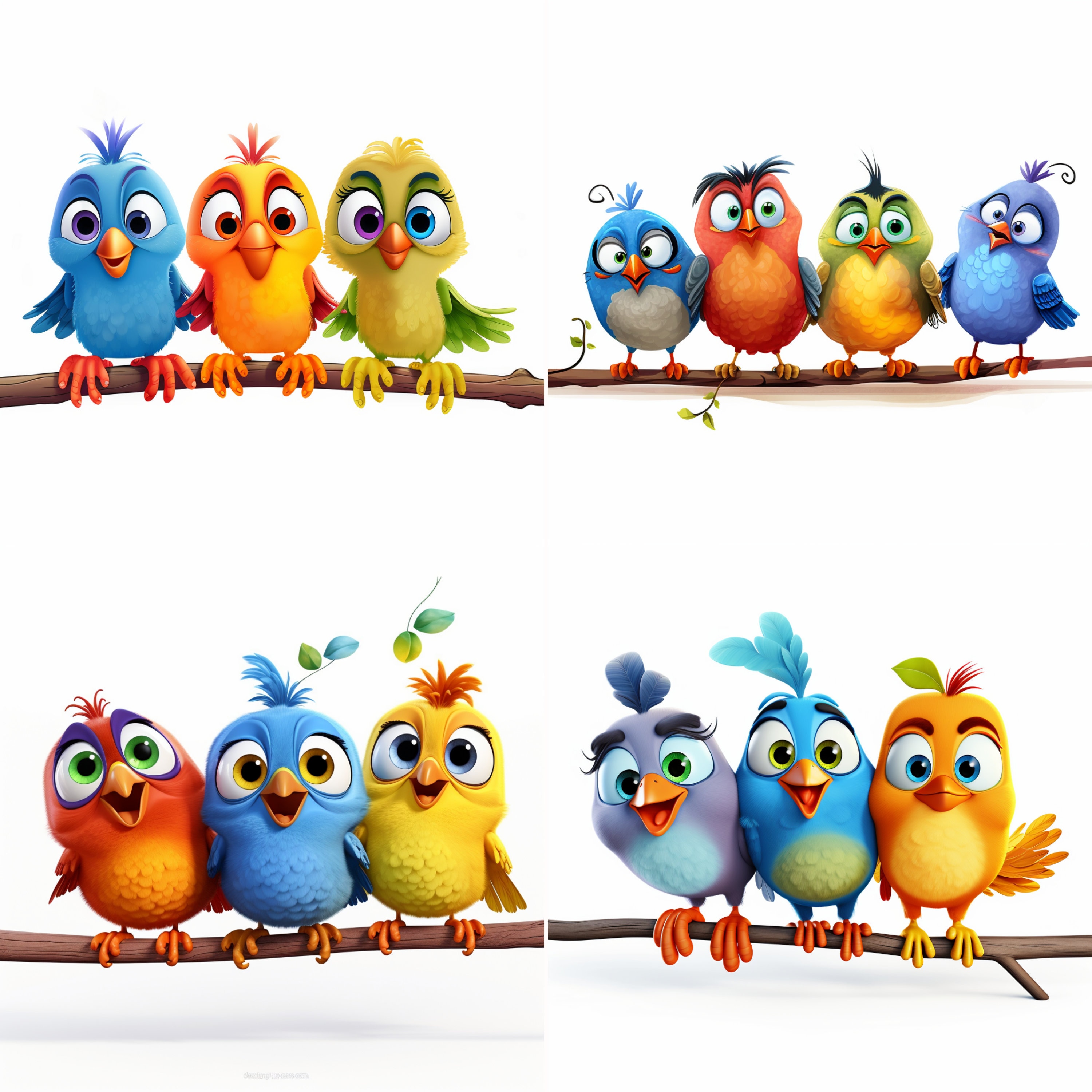 Happy Birds Clip Art, Watercolor Humor Funny Birds Illustration PNG ...