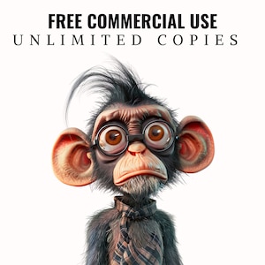 Crazy Monkey Portrait Clip Art, Watercolor Eccentric Monkey Face Illustration PNG, Quirky ...