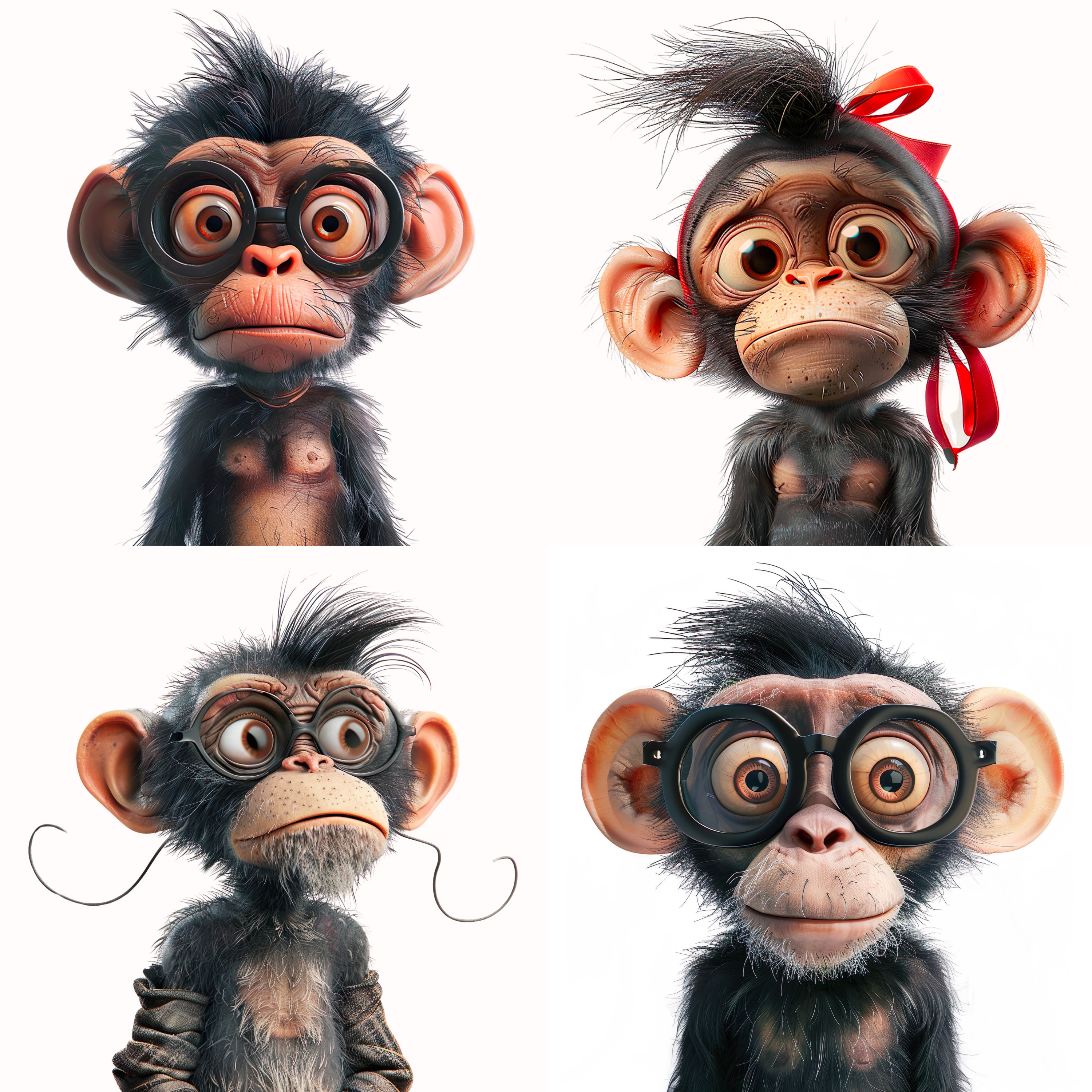 Crazy Monkey Portrait Clip Art, Watercolor Eccentric Monkey Face Illustration PNG, Quirky ...