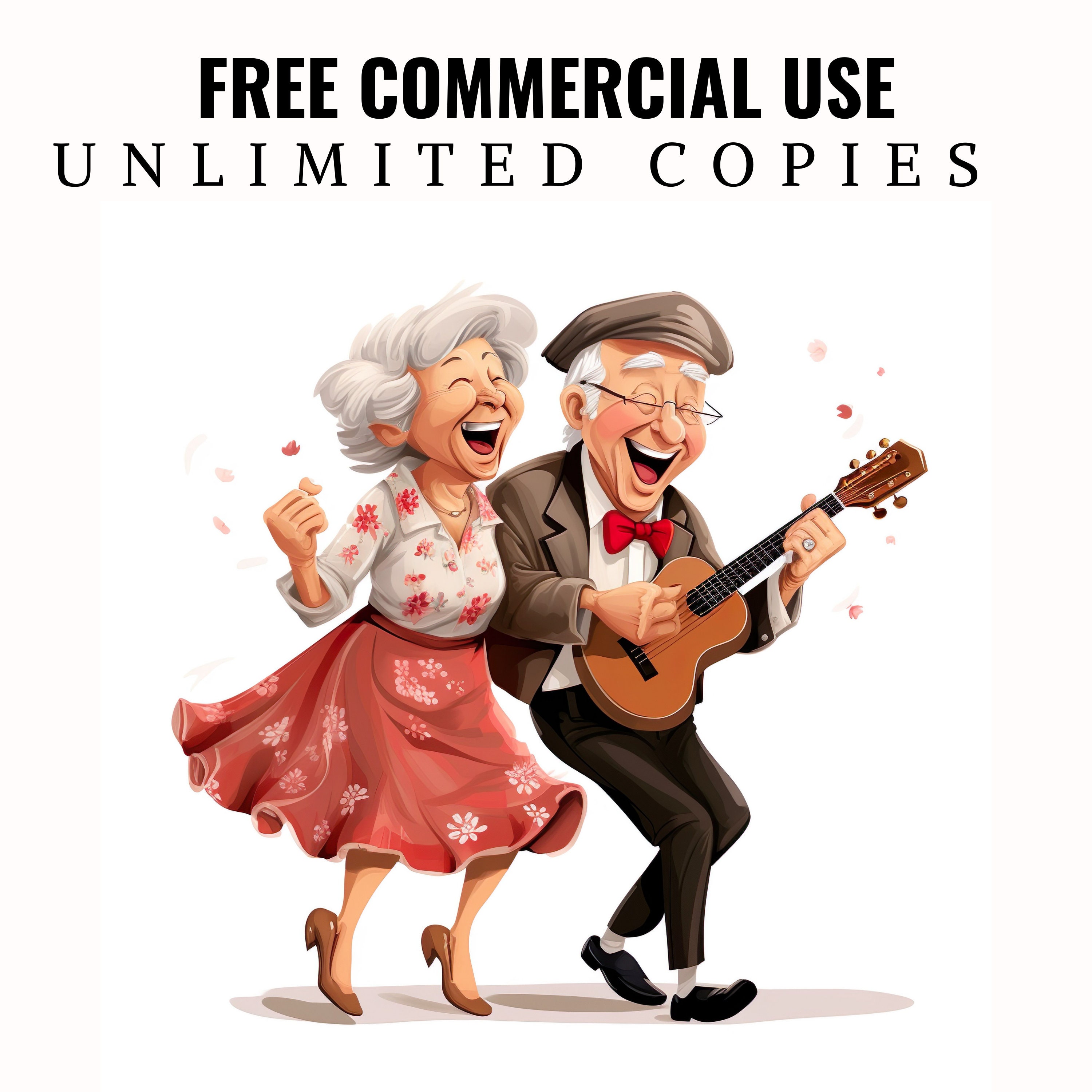 Cute Old Couple Singing Clip Art, Lovely Elderly Duettists Illustration ...