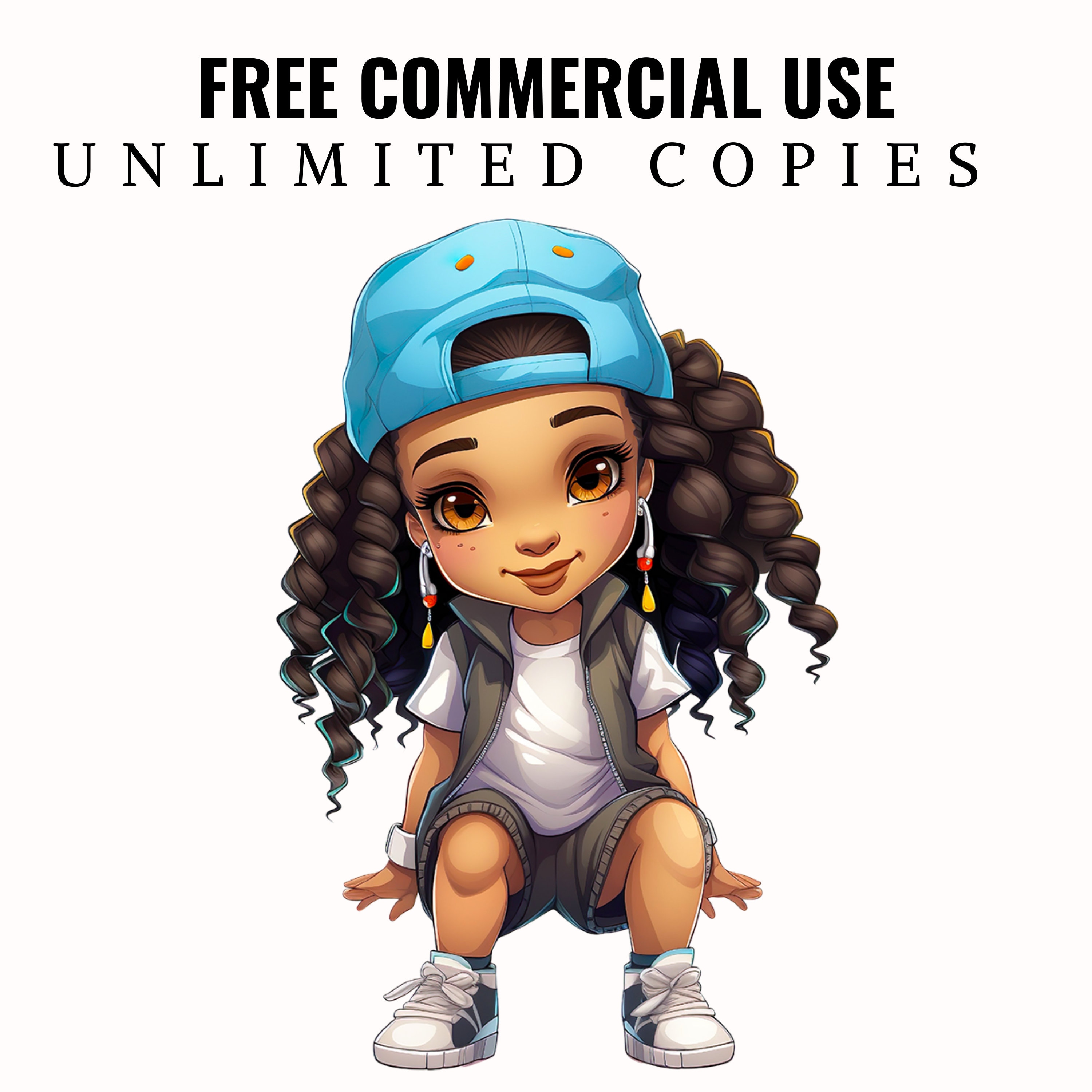 Chibi Hip-hop Girl Clip Art: Watercolor Rap Dancer PNG (digital ...
