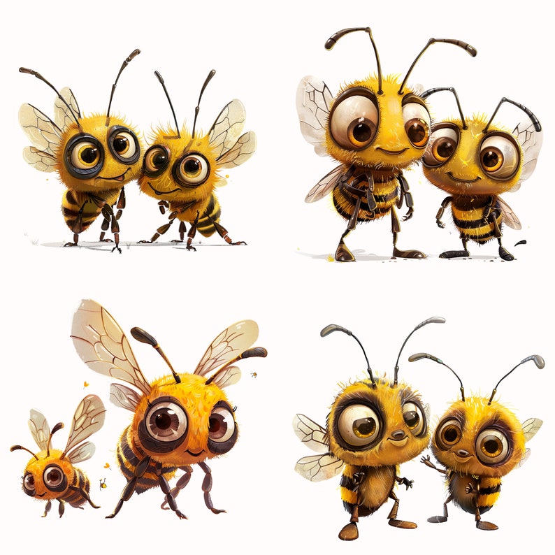 Watercolor Bees Clip Art: Whimsical Buzzy PNG (digital Download) - Etsy