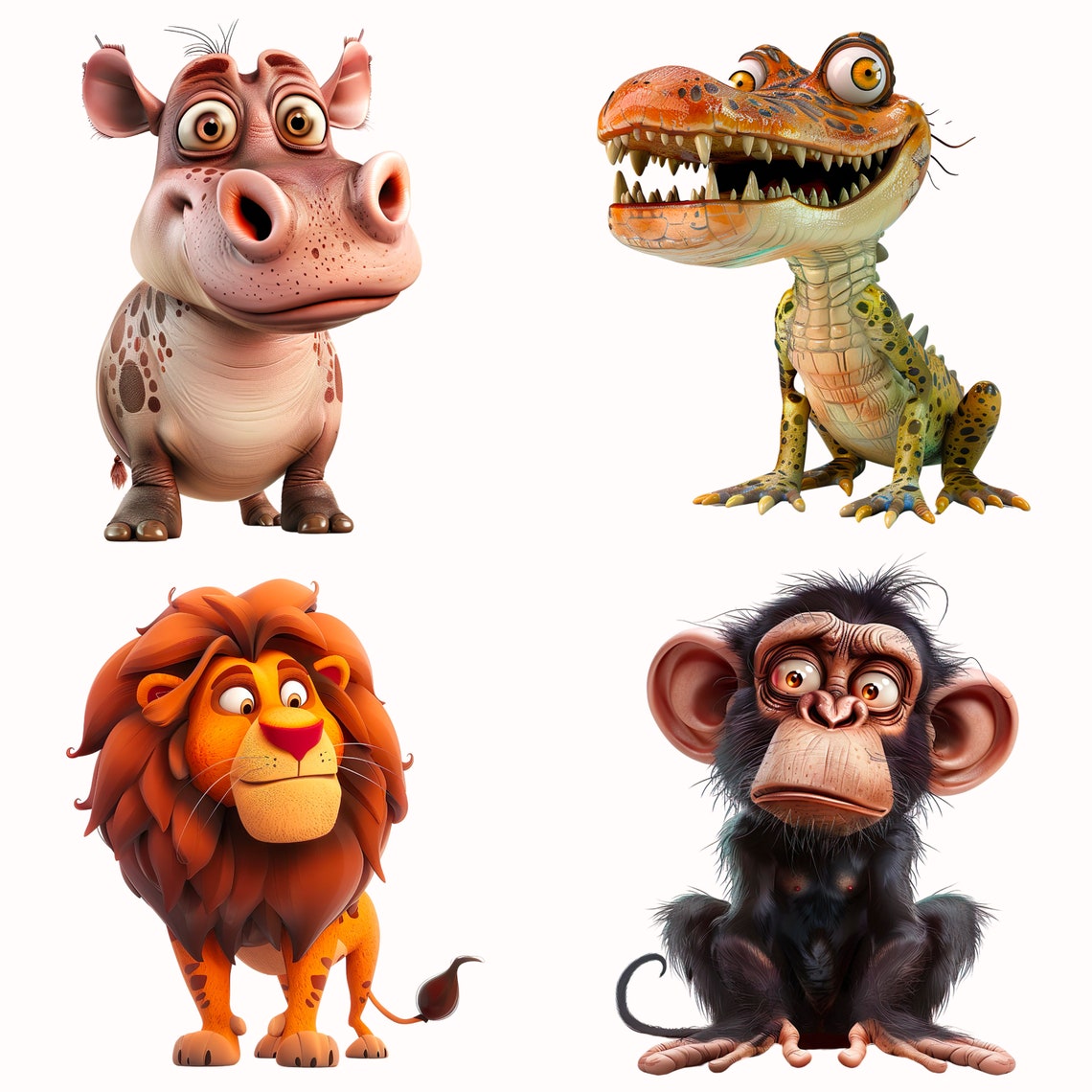 Watercolor African Animals Clip Art: Whimsical Safari PNG (digital ...