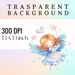 Adorable Whimsical Angel Clip Art, Watercolor White Winged Fantasy ...