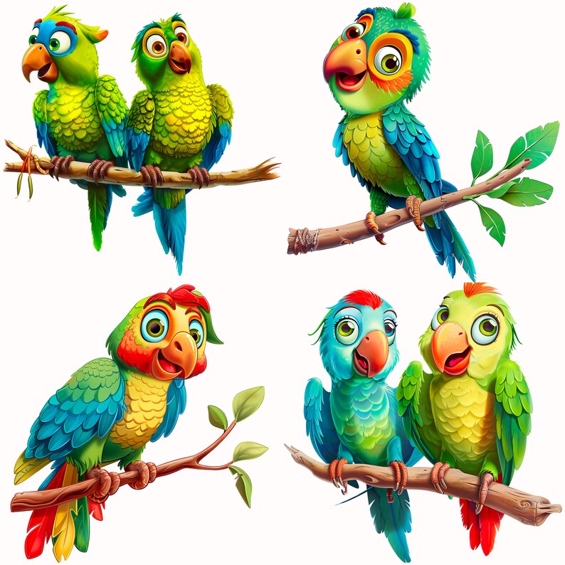 Funny Parrot Clip Art, Watercolor Humor Parrot Illustration PNG ...