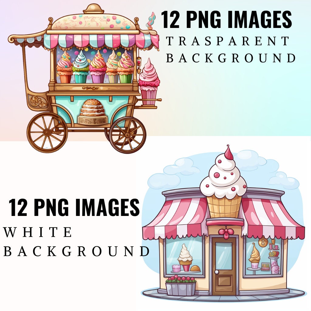 Lovely Ice Cream Shop Clip Art, Graceful Frosty Delight Draw ...