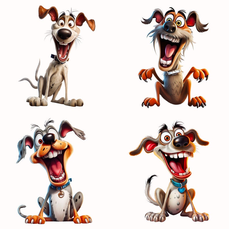 Crazy Dog Clip Art, Eccentric Pet Cartoon Illustration PNG, Silly Doggy ...