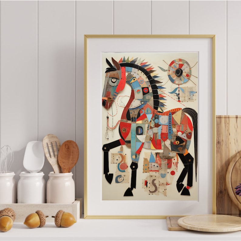 Whimsical Horse Wall Art Printable, Original Quirky Equine Digital ...