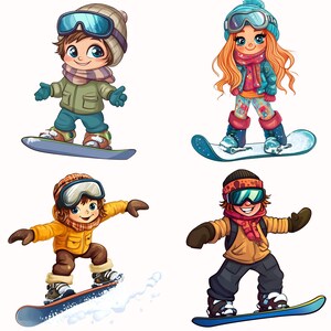 Snowboarding Clip Art, Winter Sports Illustration (PNG) - Etsy