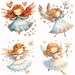 Adorable Whimsical Angel Clip Art, Watercolor White Winged Fantasy ...
