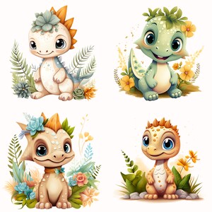Cute Baby Dinosaur Cartoon Clip Art, Sweet Dino Baby Cartoon ...