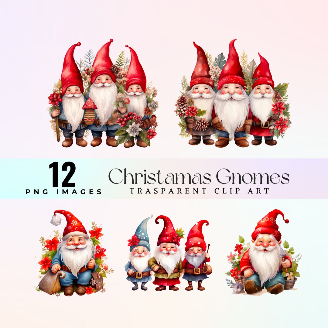 Christmas Gnome Clipart Set, Winter Elf Clipart, Christmas High ...