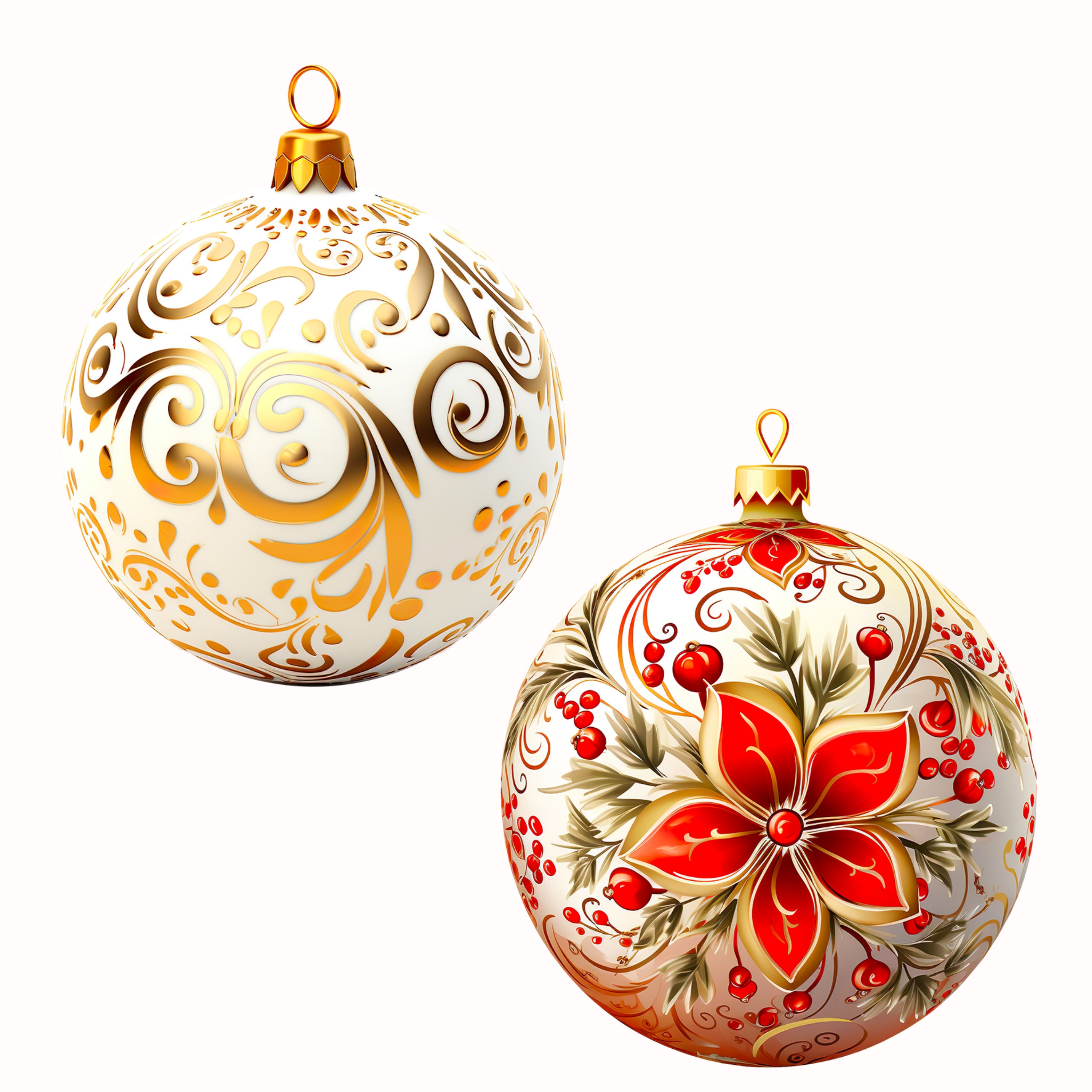 Christmas Baubles Clip Art, Watercolor Balls Decoration, Clip Art Red ...