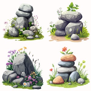 Garden Stone Clip Art, Decorative Rock PNG, Stacked Pebbles ...