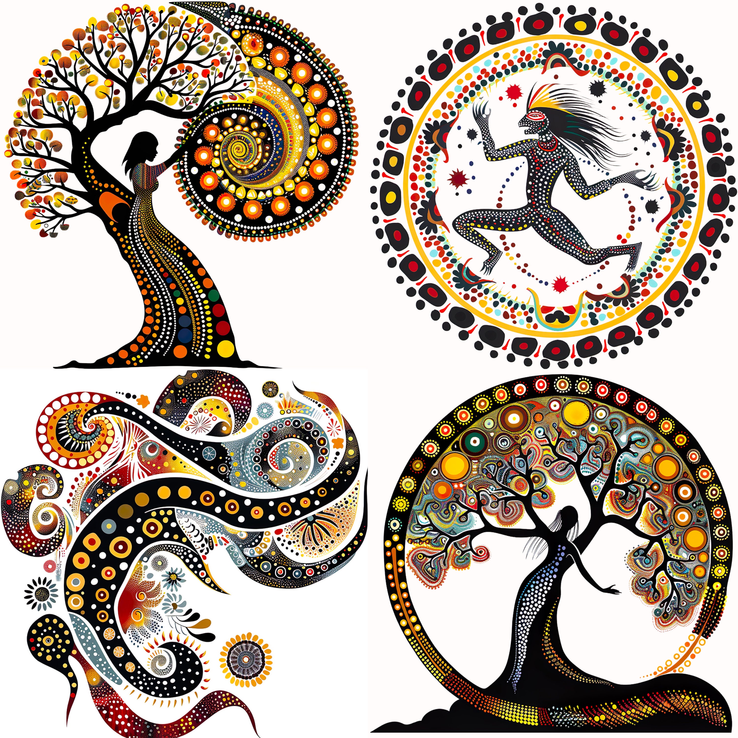 Cute Australian Aboriginal Art Clip Art, Watercolor Indigenous Charm ...