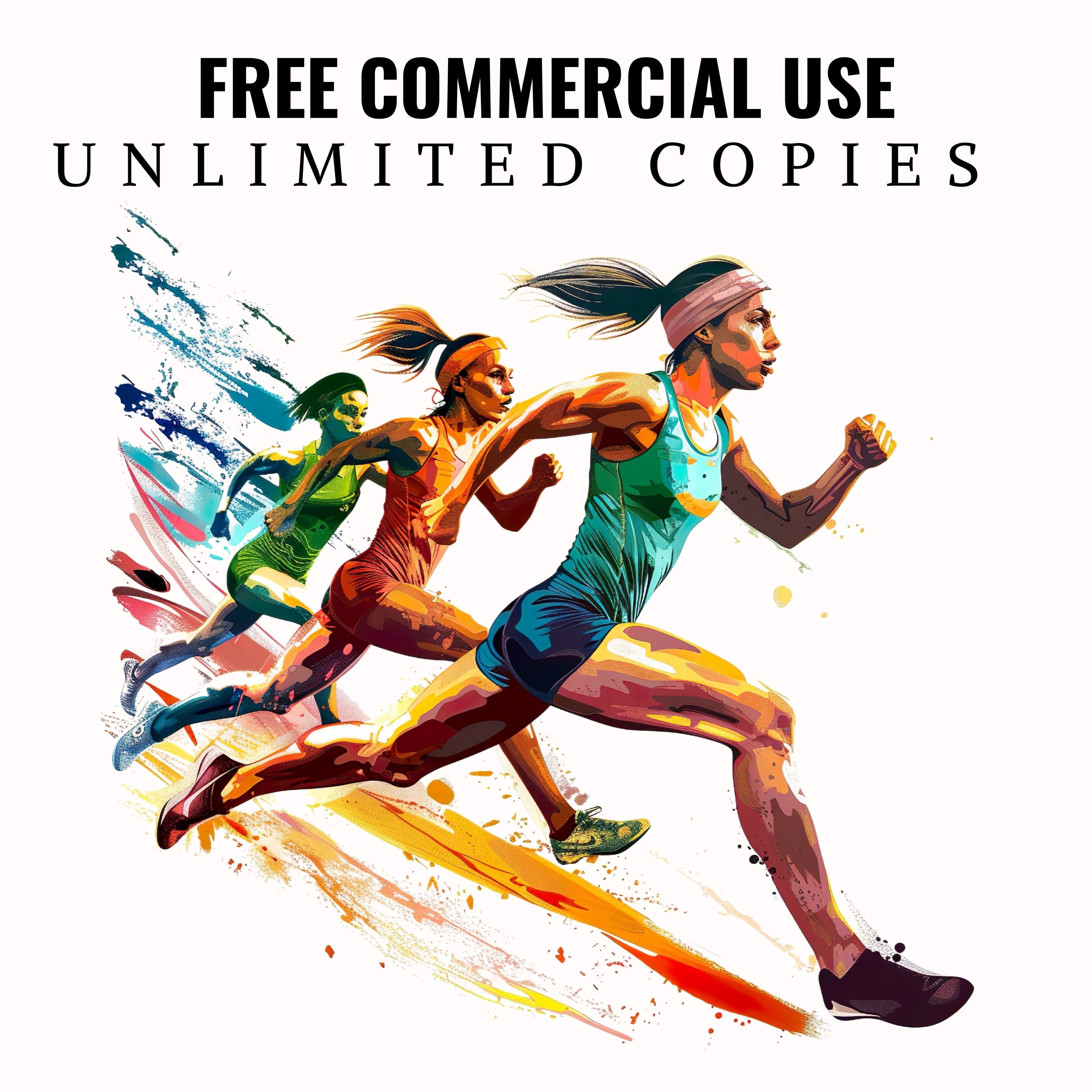 Watercolor Track and Field Clip Art: Running Athletes PNG (digital ...