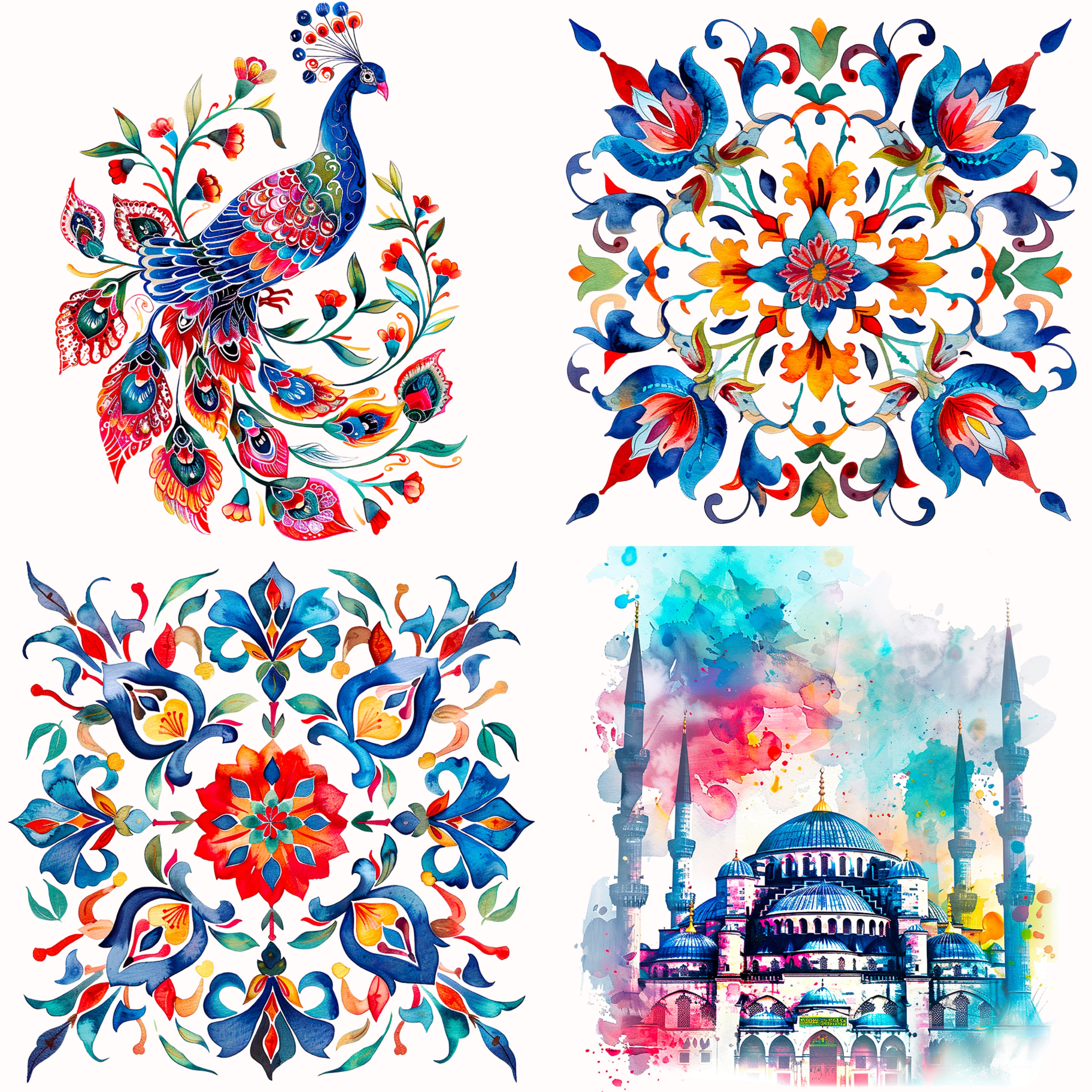 Cute Turkish Art Clip Art, Watercolor Turkic Charm Illustration PNG ...