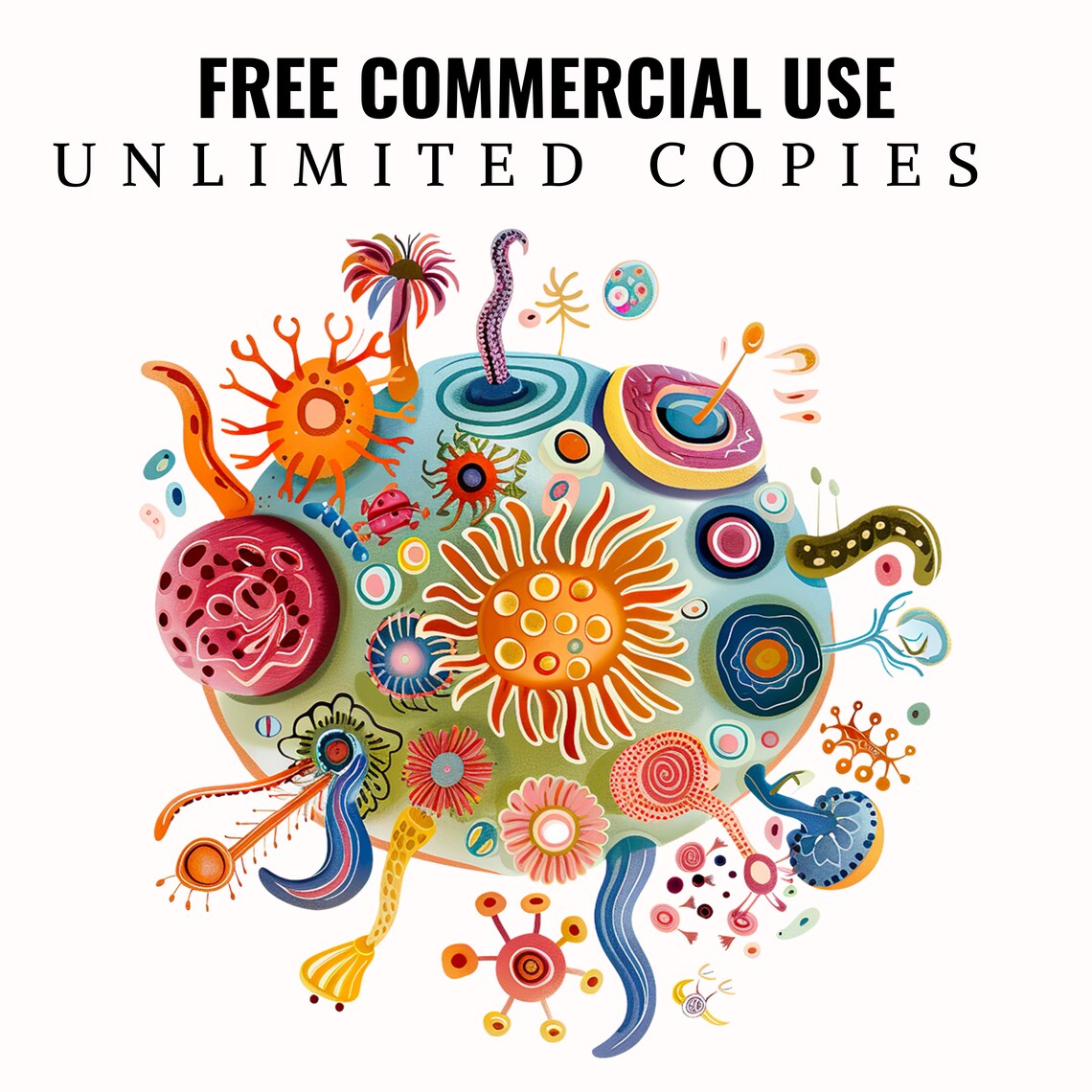 Watercolor Animal Cell Clipart: Fantasy Biology Illustration (PNG ...