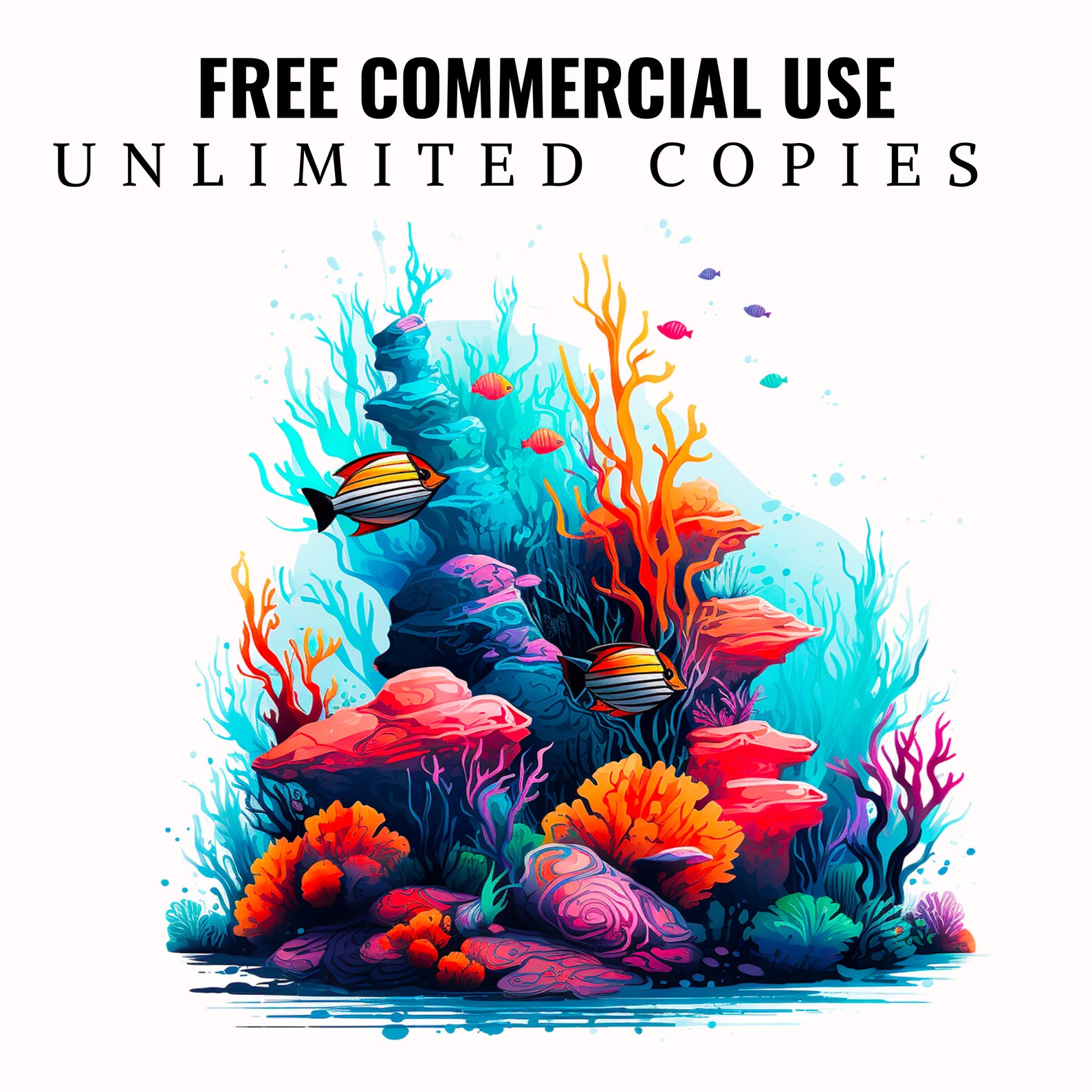 Ocean Reef Clip Art, Sea Life Design , Watercolor Reef Illustration PNG ...