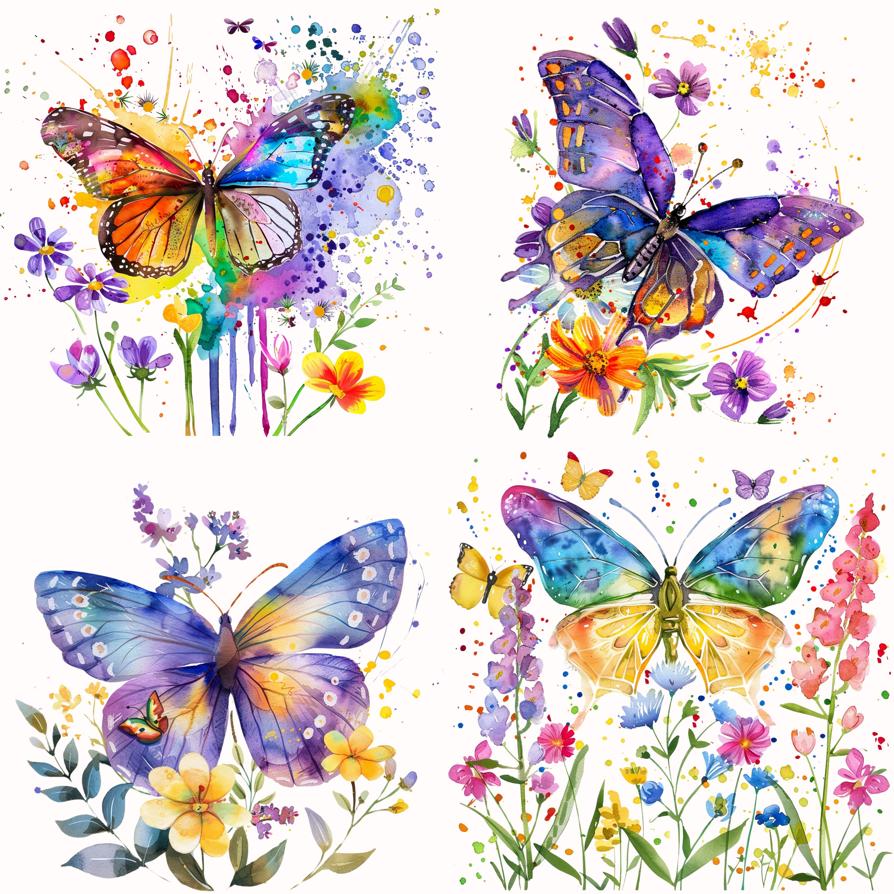 Cute Watercolor Butterfly Clip Art, Amusing Splash Water Color ...