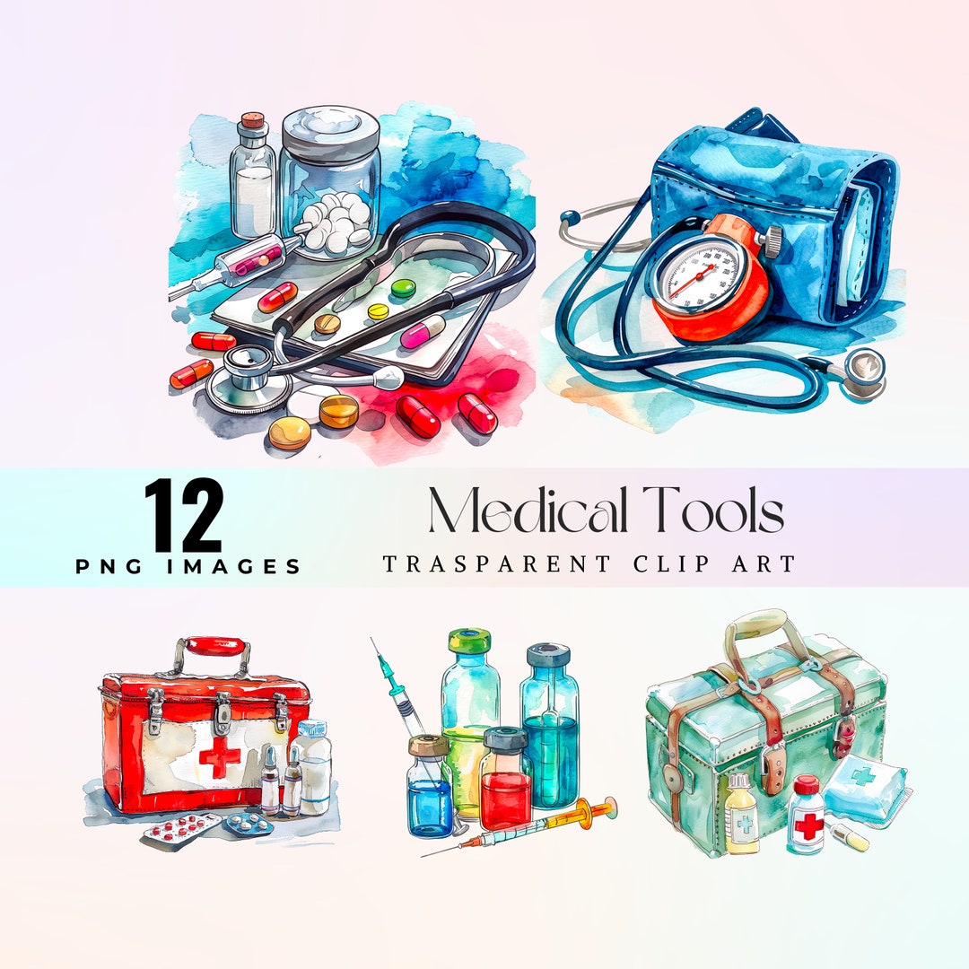 Cute Medical Equipment Clip Art, Watercolor Medical Devices ...