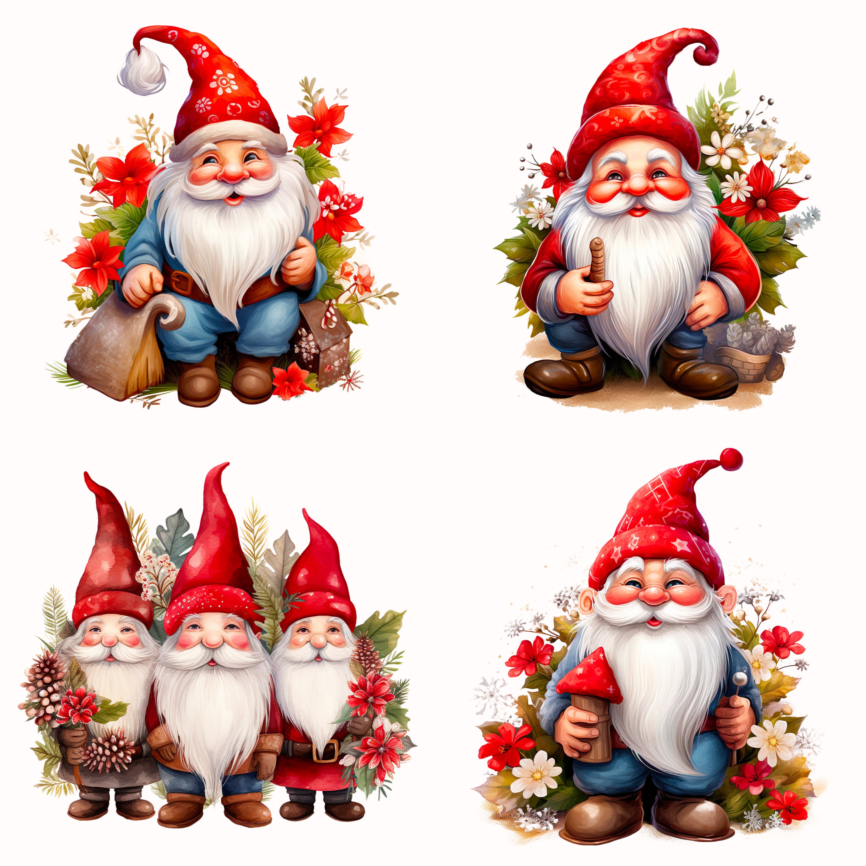 Christmas Gnome Clipart Set, Winter Elf Clipart, Christmas High ...