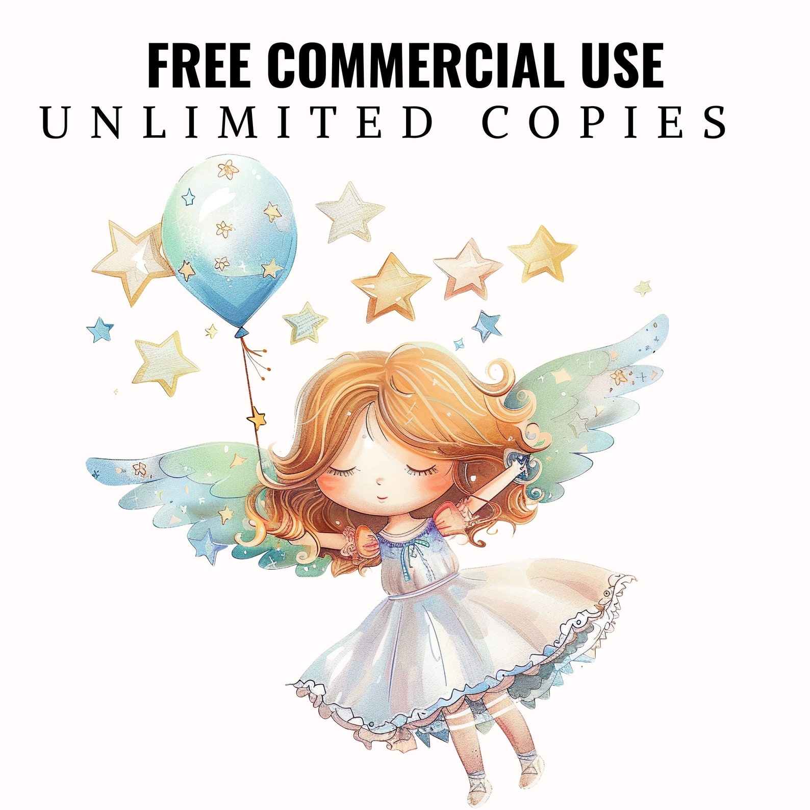 Watercolor Angel Clip Art: Whimsical Winged PNG Graphics (digital ...